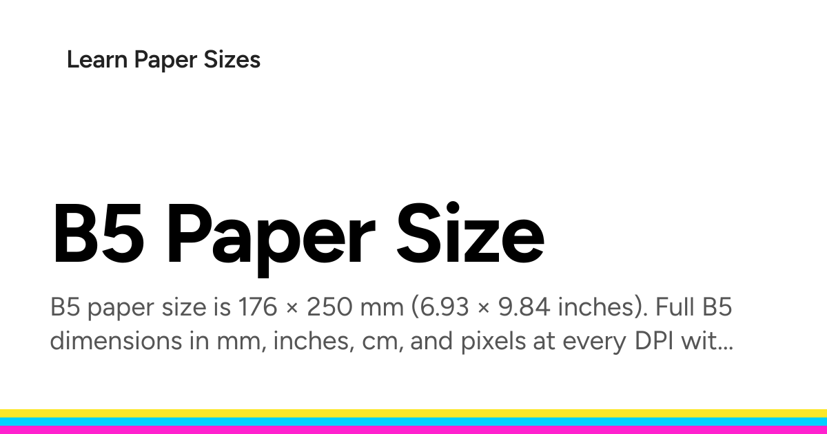 B5 Paper Size - Learn Paper Sizes - Printability Learning Hub