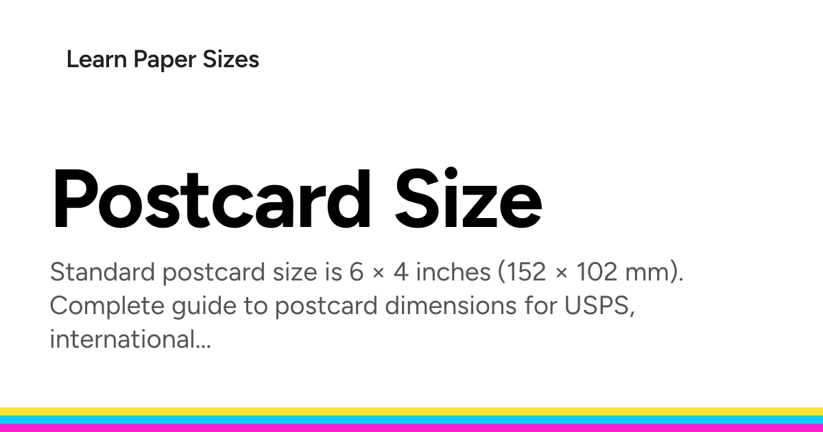 Postcard Size - Standard Dimensions in Inches & mm